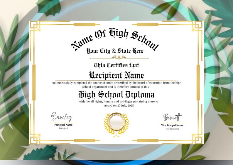 Editable High School Diploma Template: Homeschool Graduation Keepsake ...