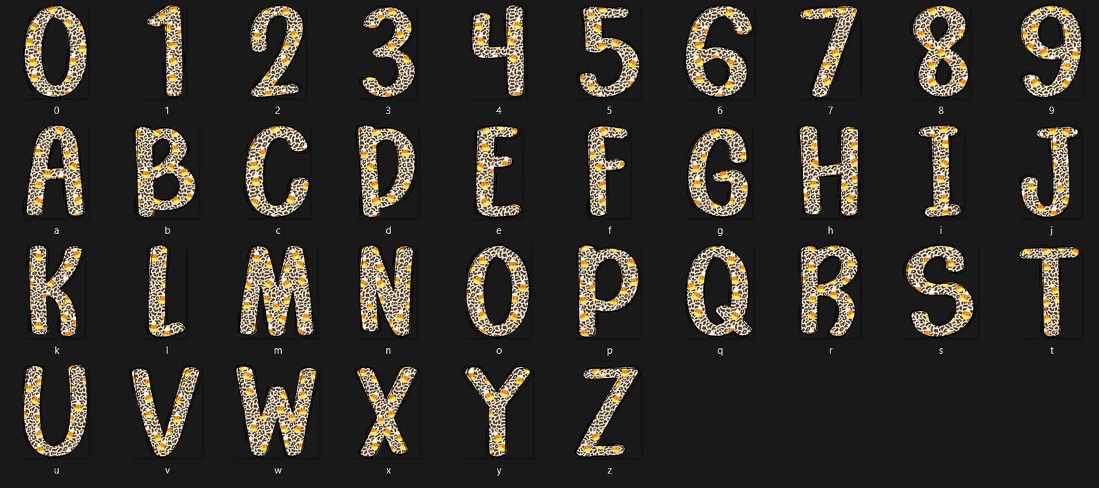Halloween Doodle Alphabet & Number PNG Set: Spooky Letters Clipart ...
