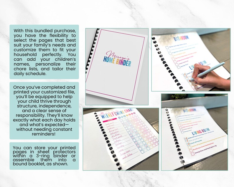 Editable Kids Home Binder & Chore Chart | Daily and Weekly Schedule ...