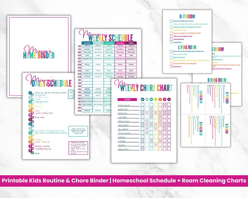 Editable Kids Home Binder & Chore Chart | Daily and Weekly Schedule ...