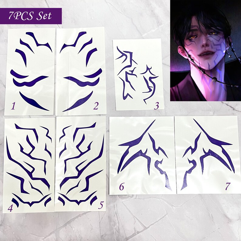 K-pop Demon Hunters Temporary Tattoo Set, Rumi & Jinu Patterns, Saja Boys, Cosplay, Luminous ...