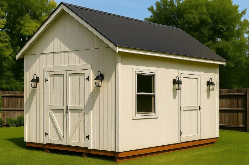 12x16 Shed Plans PDF | DIY Gable Roof Storage Shed With Double Doors ...
