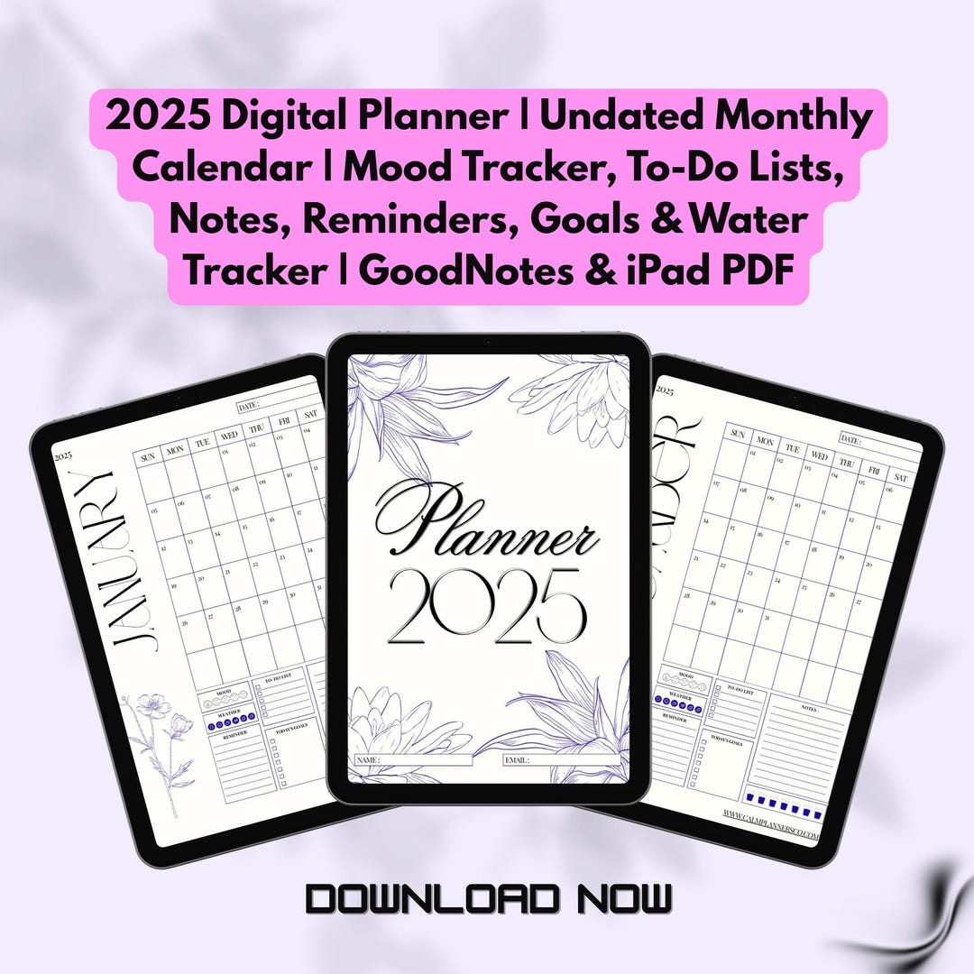 Digital Planner for iPad Goodnotes 2025 2026, Undated Planner, Minimal ...