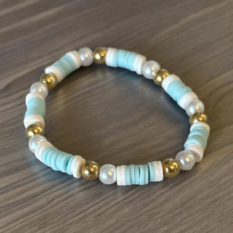 Light Blue Bead Bracelet - Etsy