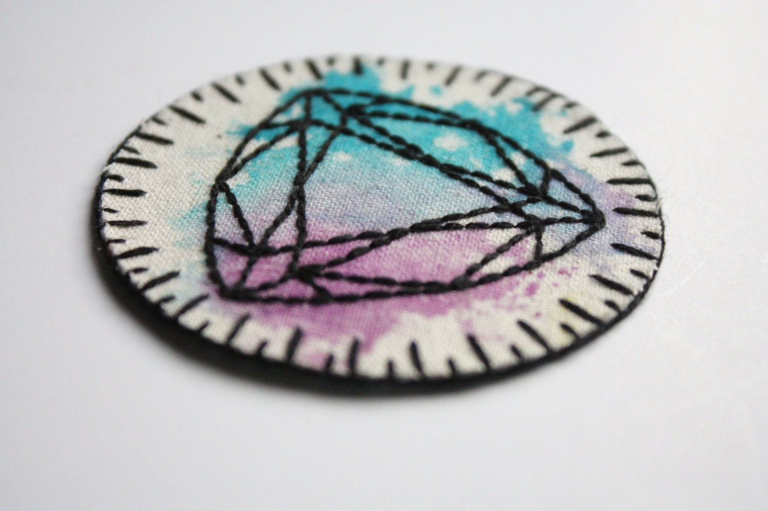 Hand Embroidered Gem Patch. Trillion Triangle Diamond Flourite Crystal ...