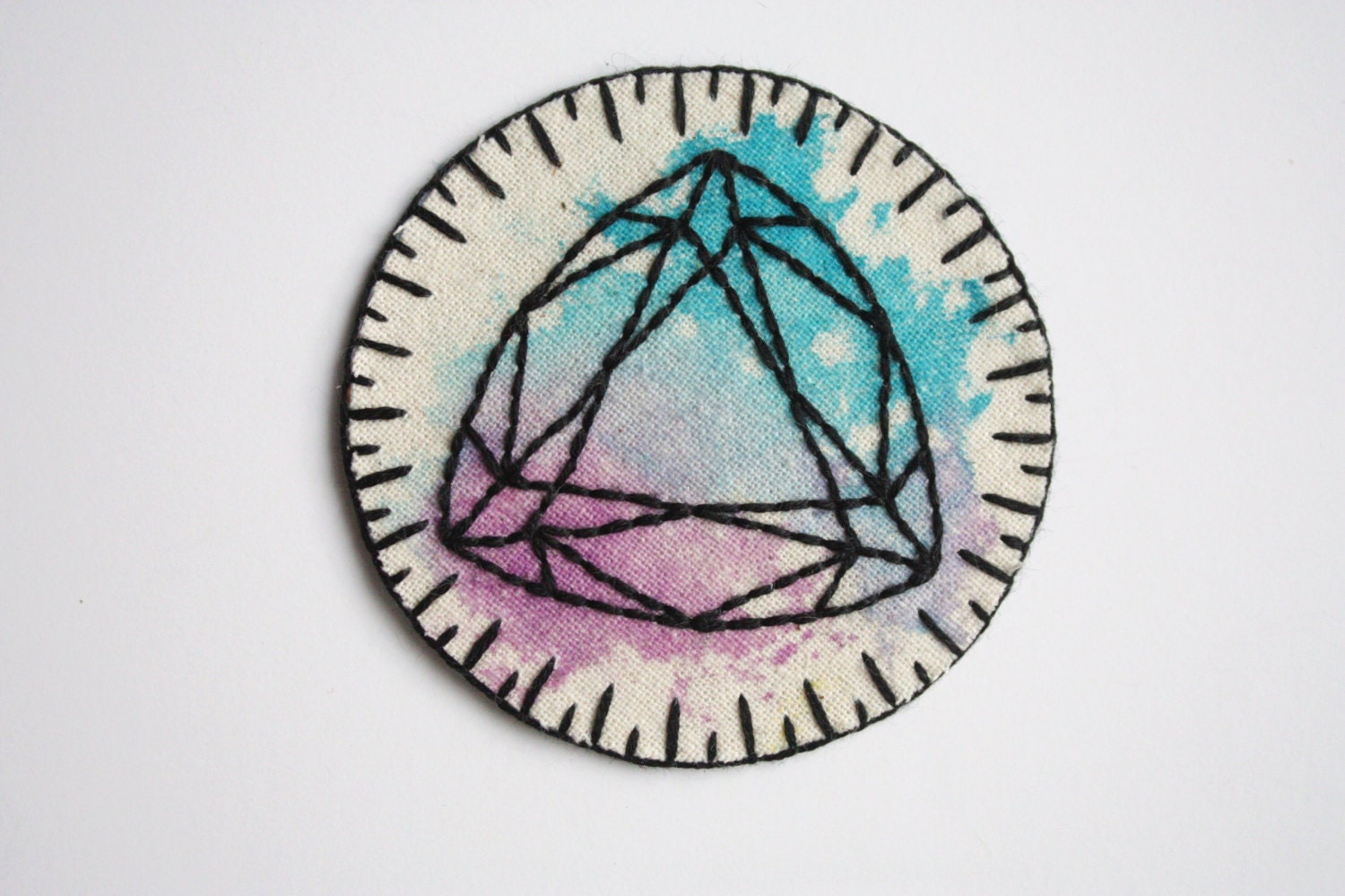 Hand Embroidered Gem Patch. Trillion Triangle Diamond Flourite Crystal ...