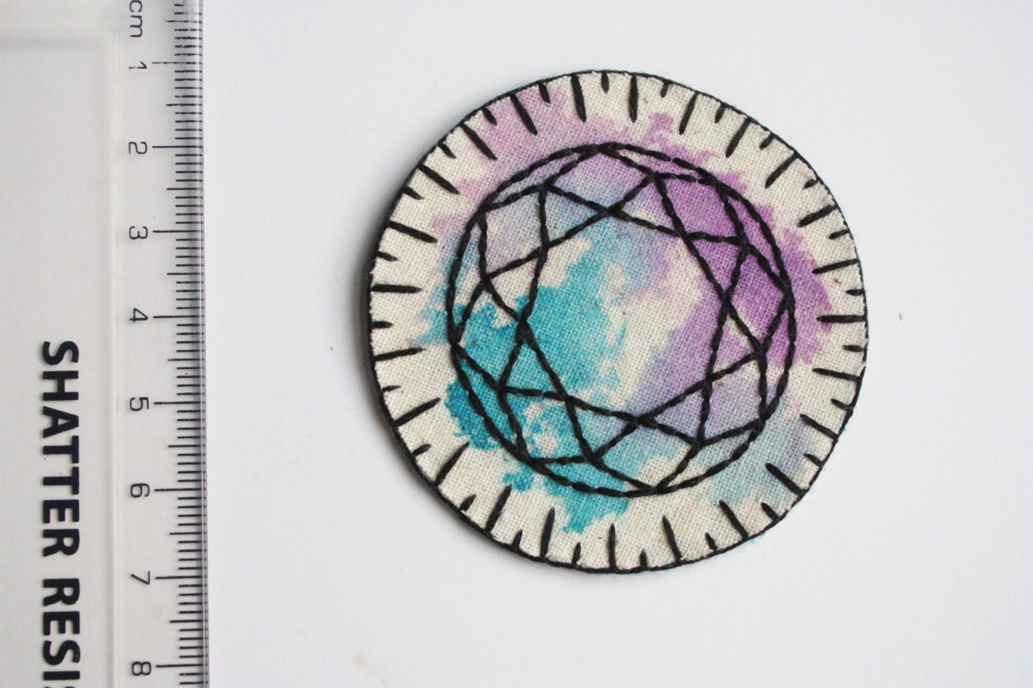 Hand Embroidered Gemstone Patch. Diamond Flourite Crystal Patch. Purple ...