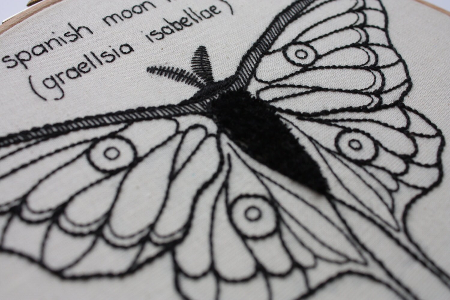 SALE! Hand Embroidered Moth. Modern Embroidery Hoop Art. Hand Stitched ...