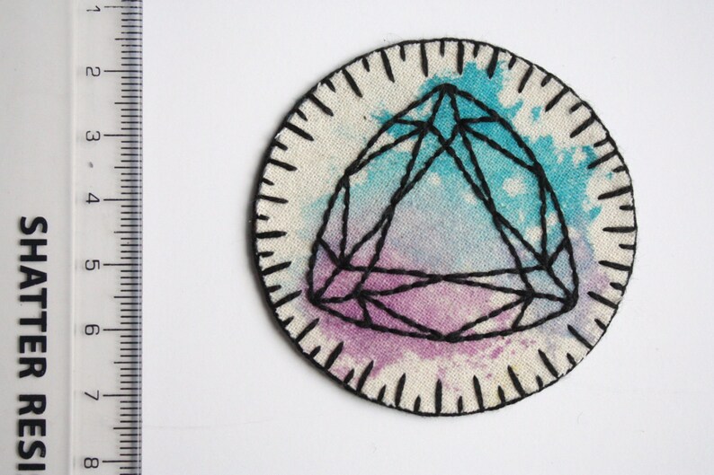 Hand Embroidered Gem Patch. Trillion Triangle Diamond Flourite Crystal ...