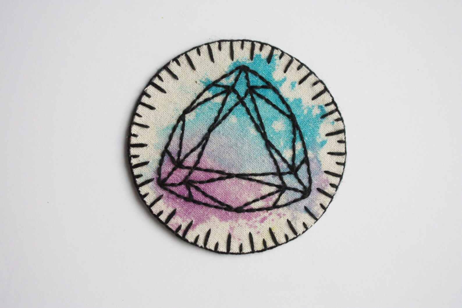 Hand Embroidered Gem Patch. Trillion Triangle Diamond Flourite Crystal ...