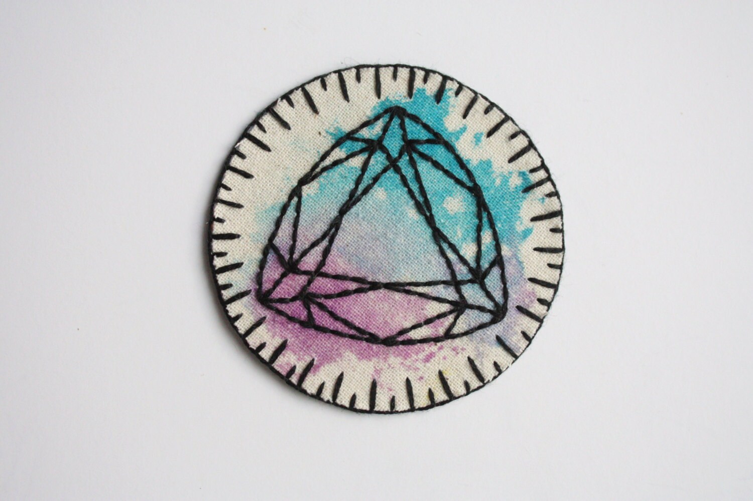 Hand Embroidered Gem Patch. Trillion Triangle Diamond Flourite Crystal ...