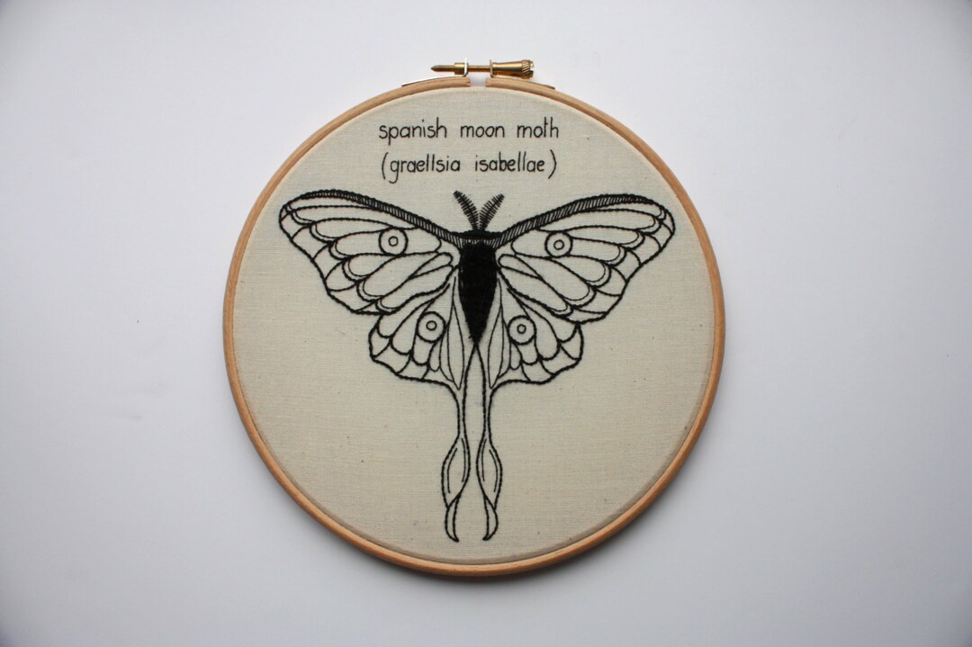 SALE! Hand Embroidered Moth. Modern Embroidery Hoop Art. Hand Stitched ...