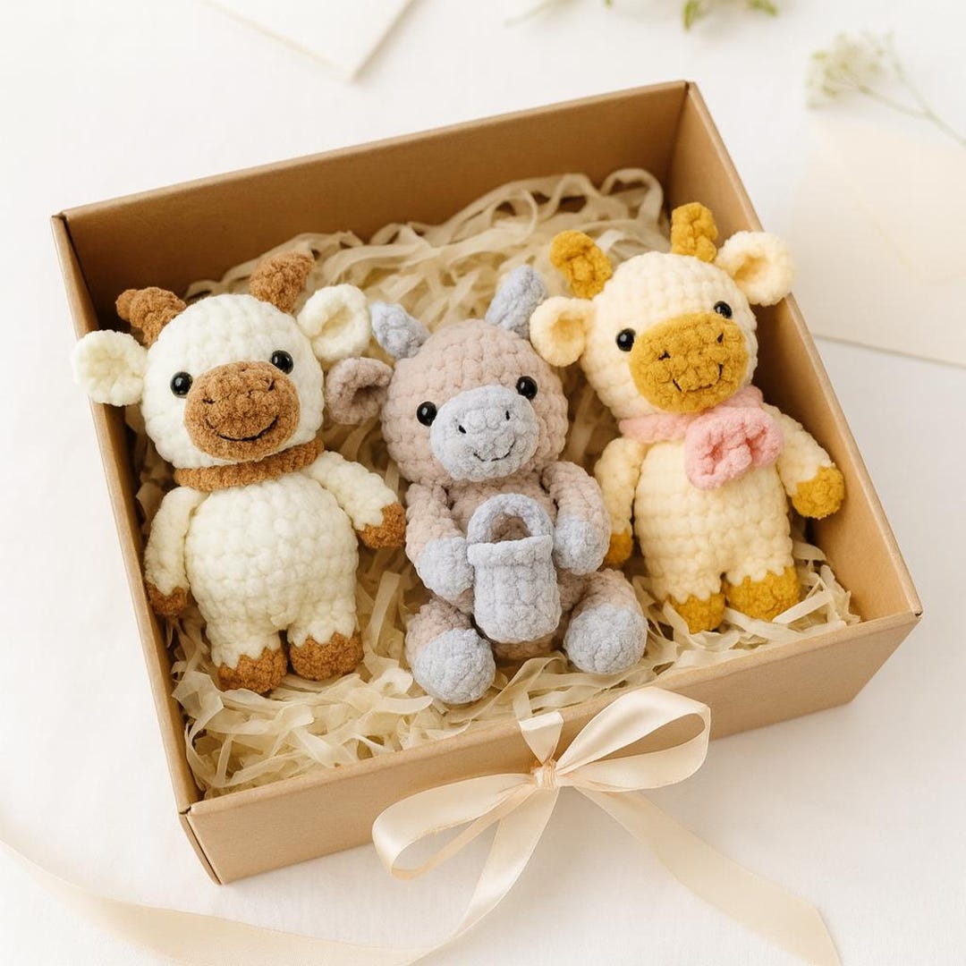 Funny Cow Crochet Amigurumi Pattern Set, Low Sew Plush Toy (digital ...