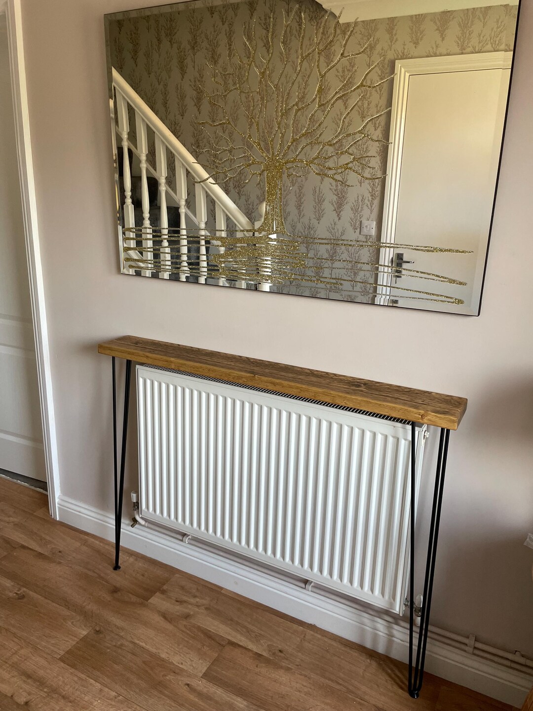 Scaffold Board Console Shelf With 102cm Black 3 Pin Legs (radiator ...