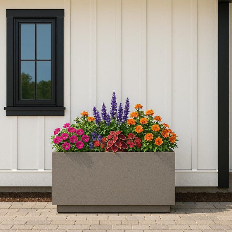 Large Rectangular Fiberglass Planter Modern Outdoor Trough Planter ...