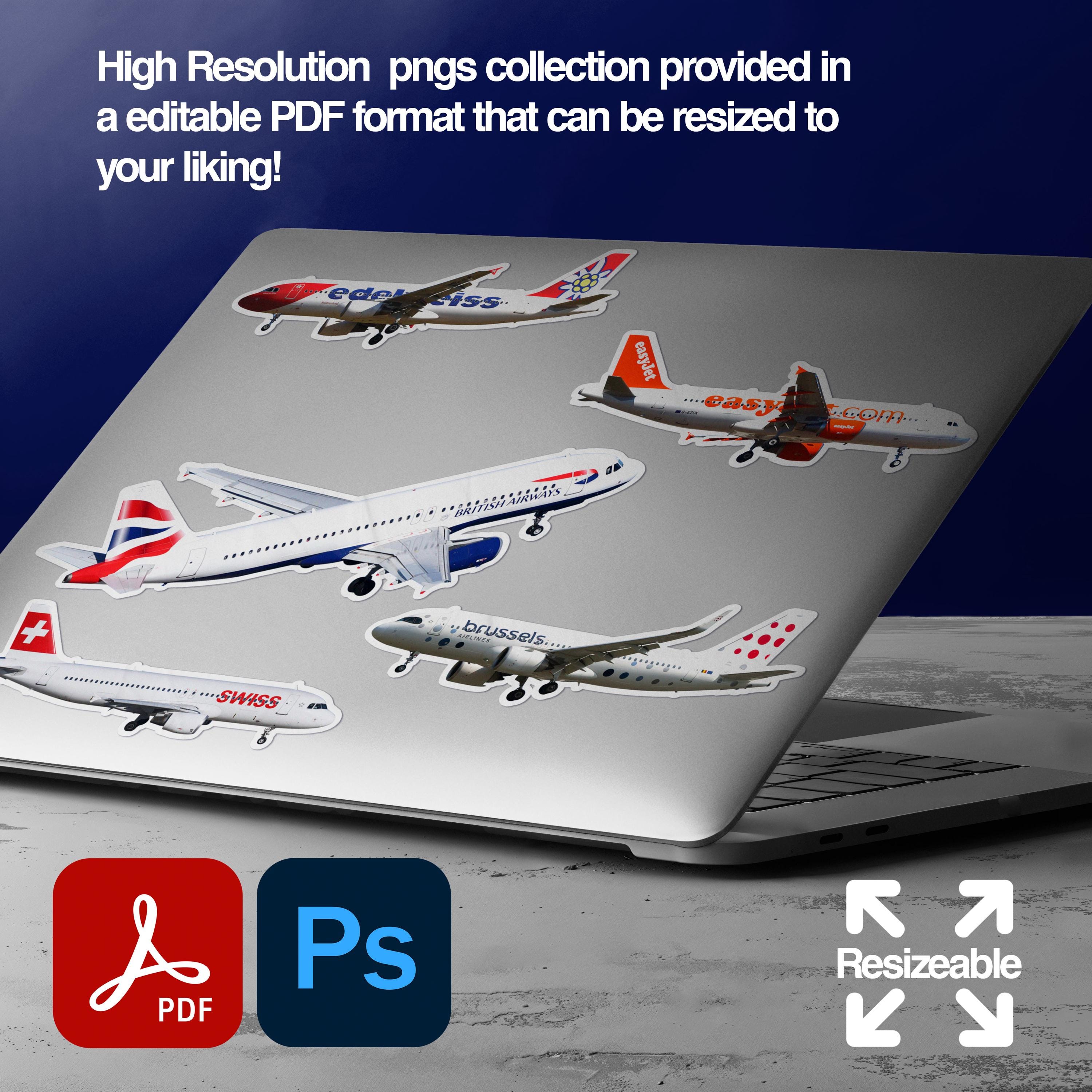 PNG Clipart, Airplane Stickers, Laptop Stickers, Airbus, A320, Print ...