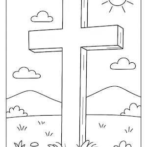 Christian Cross Coloring Page Printable Religious Coloring Sheet for ...