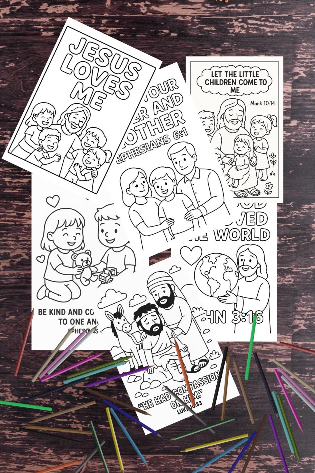Christian Coloring Pages Bundle: Printable Kids Activity (8.5x11) - Etsy