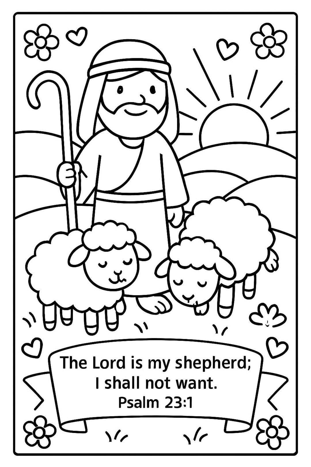Christian Coloring Page for Kids Psalm 23:1 the Lord is My Shepherd ...