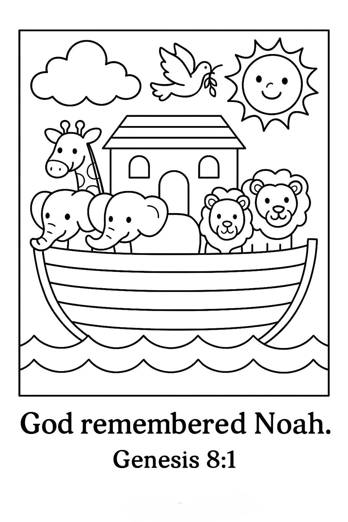 Noah's Ark Coloring Page: Christian Bible Verse Activity (printable ...
