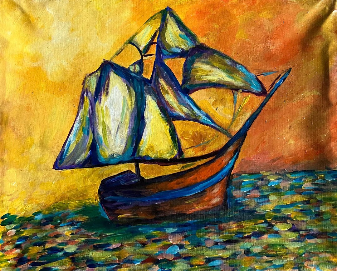 Inspirational Ship Painting | Handmade Acrylic Boat Art - Etsy