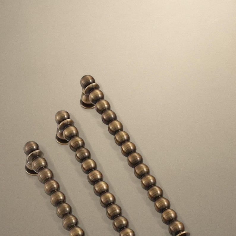 Bead Antique Brass Drawer Knobs & Pulls – Vintage Round Ball Cupboard ...