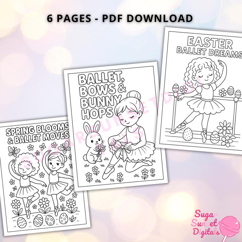 Ballerina Easter Coloring Pages for Kids, Ballet Printable (PDF ...