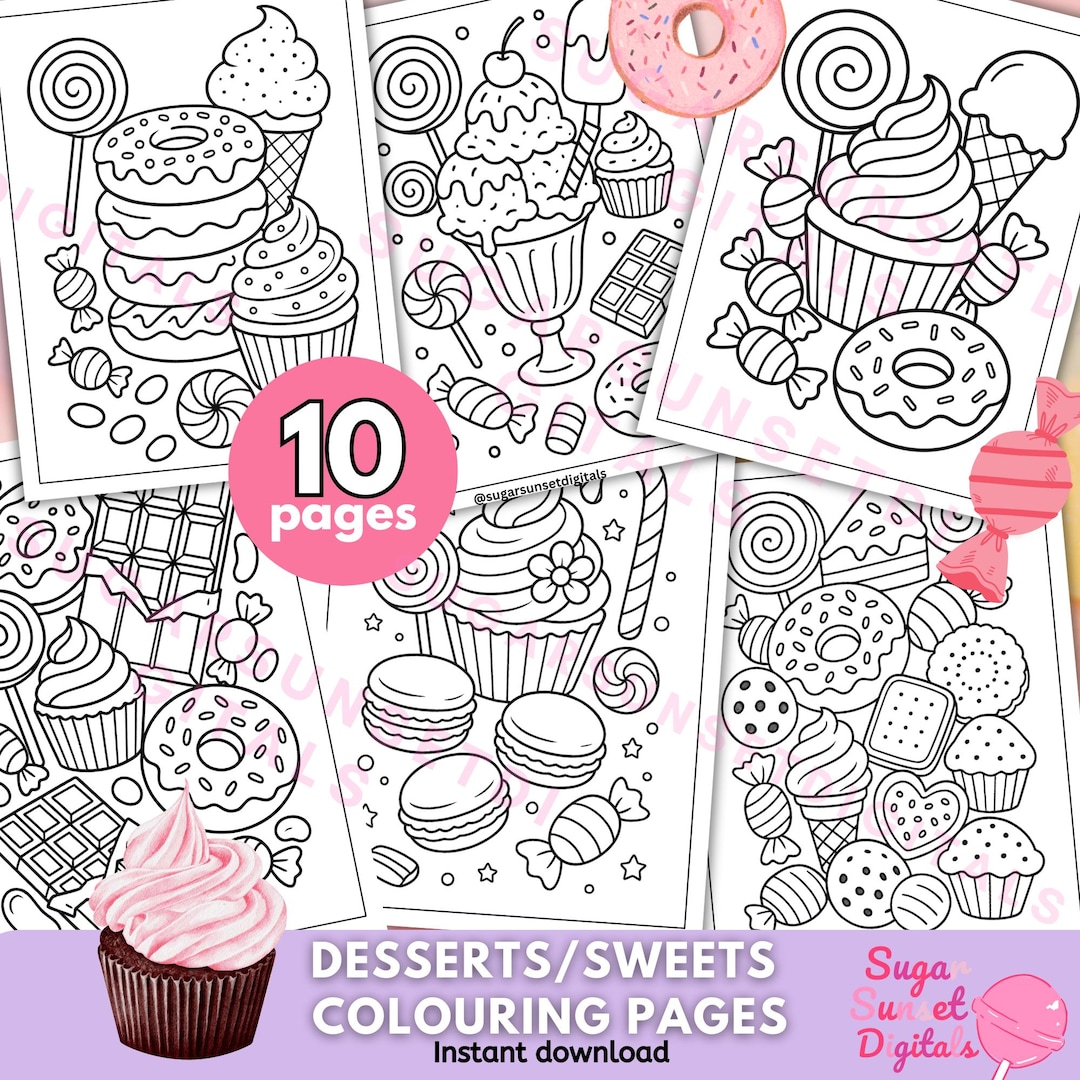 Sweet Treats Coloring Pages: Dessert Coloring Sheets for Kids (PDF) - Etsy