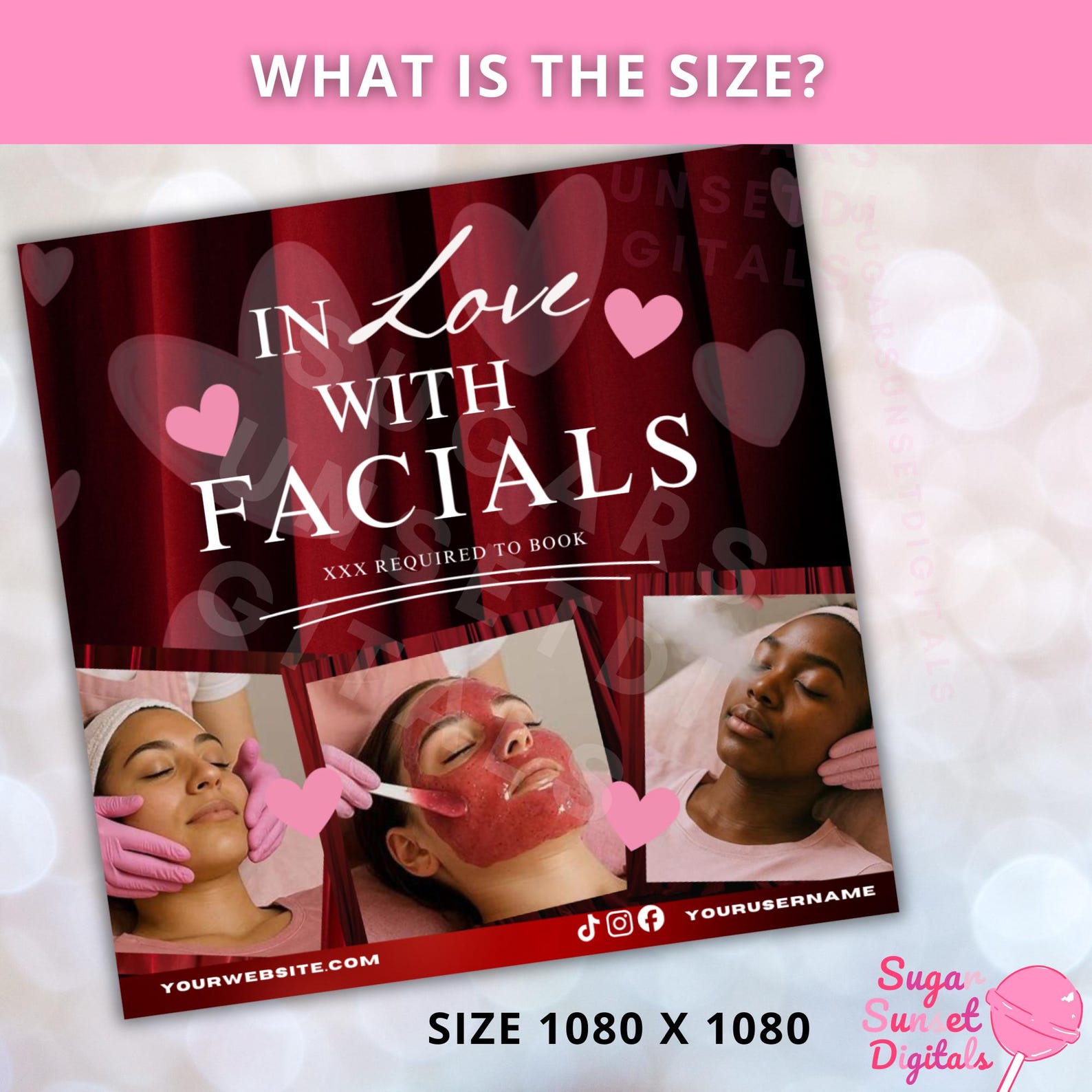 Valentine’s Day Facial Booking Flyer Spa Promotion Template Editable ...