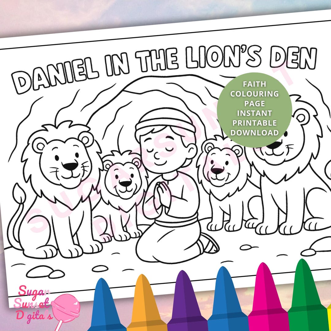 Daniel in Lions Den Coloring Page | Christian Bible Story Printable ...