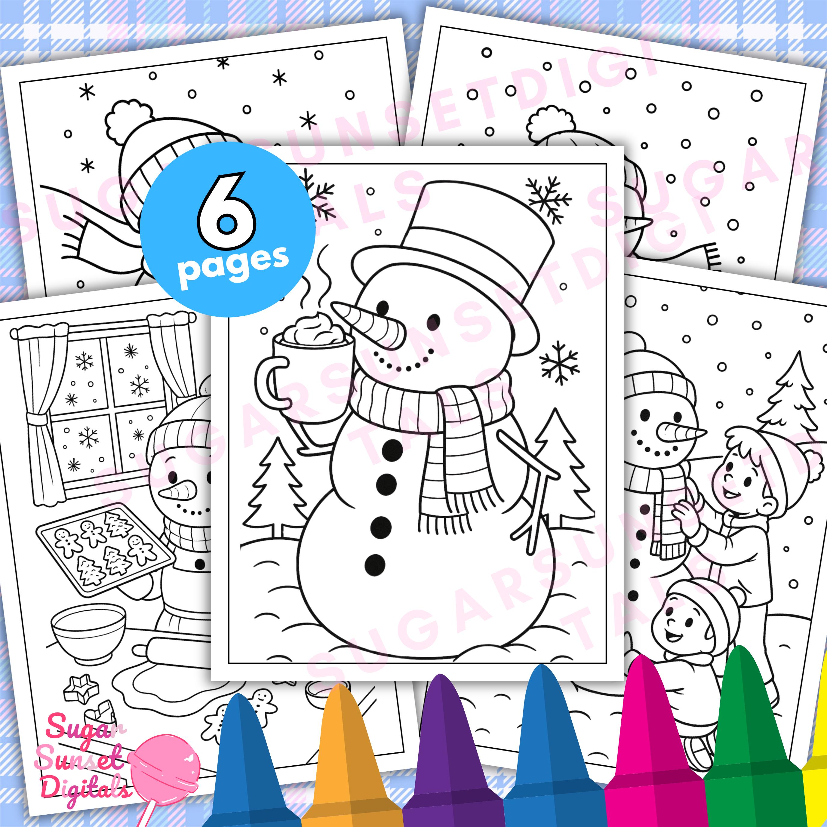 Snowman Coloring Pages Christmas Coloring Sheets Winter Printable Kids ...