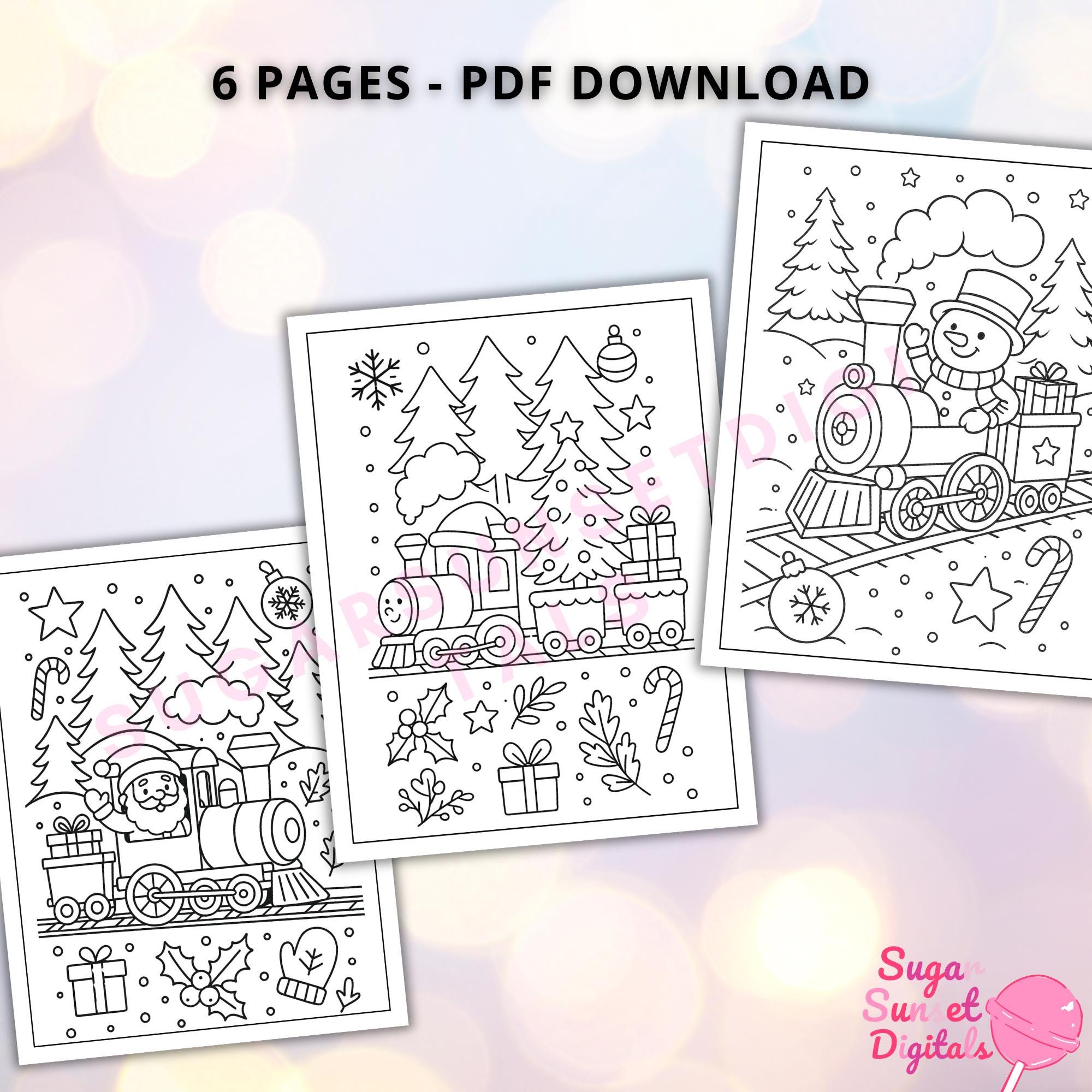 Christmas Train Coloring Pages | Festive Kids Activity (PDF Download ...