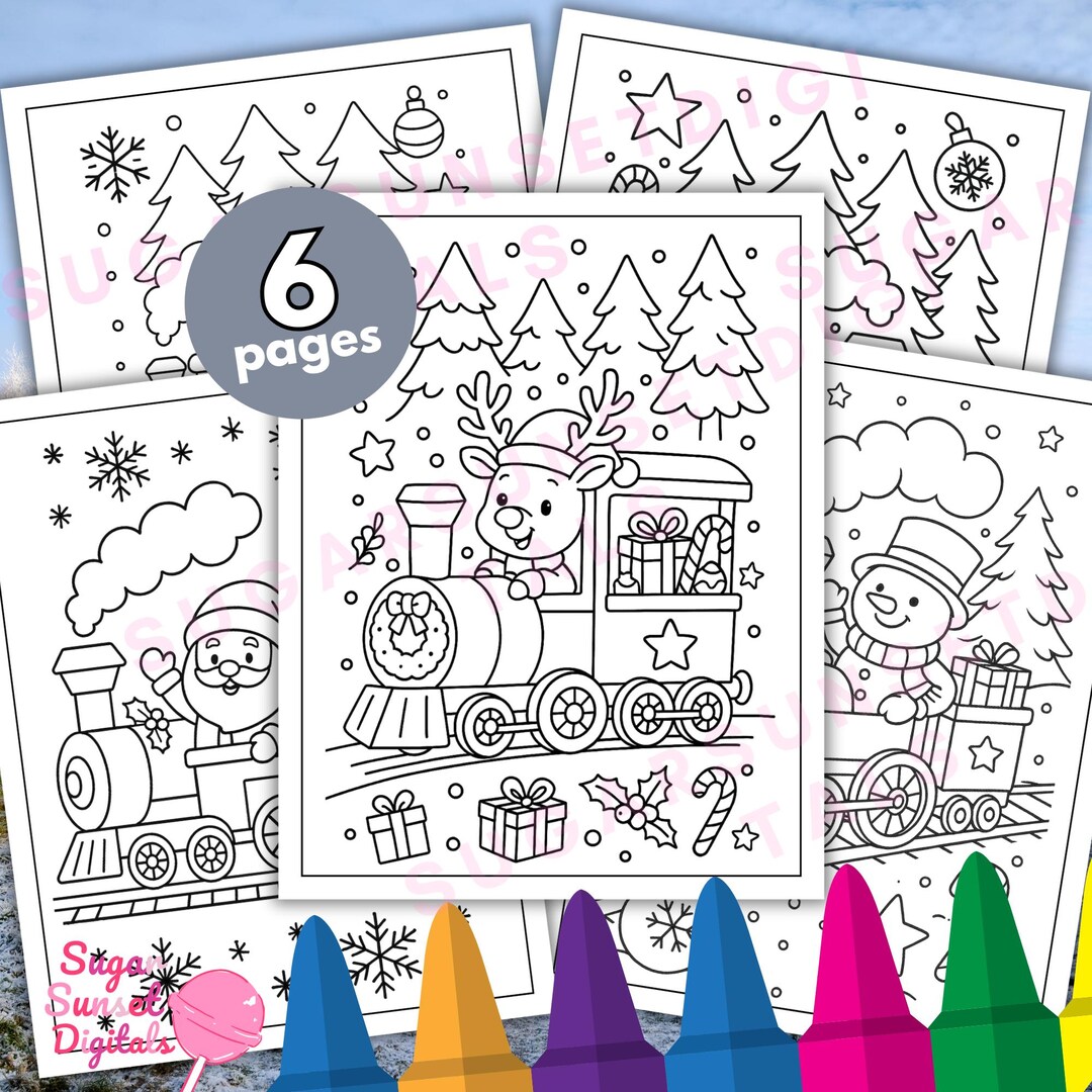 Christmas Train Coloring Pages | Festive Kids Activity (PDF Download ...