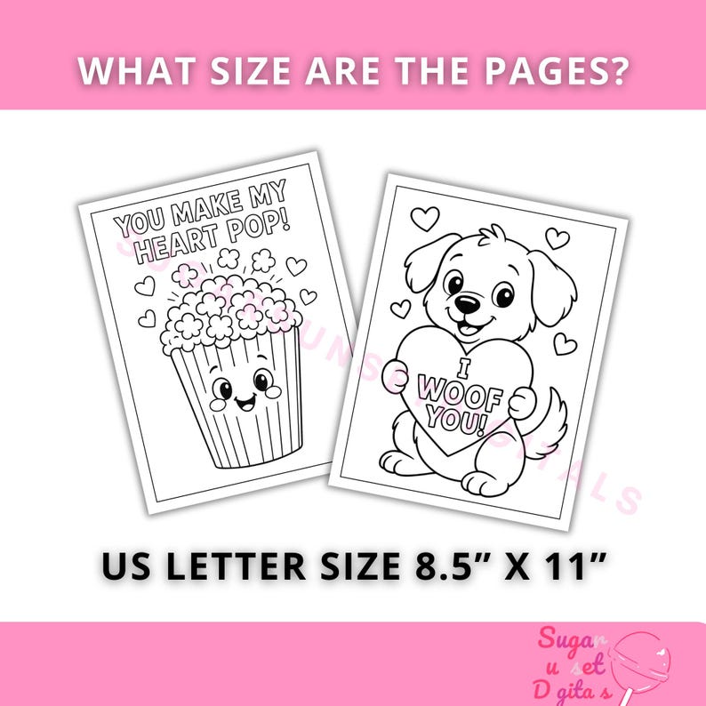 Valentine’s Day Coloring Pages for Kids Cute Love Sayings Fun Printable ...