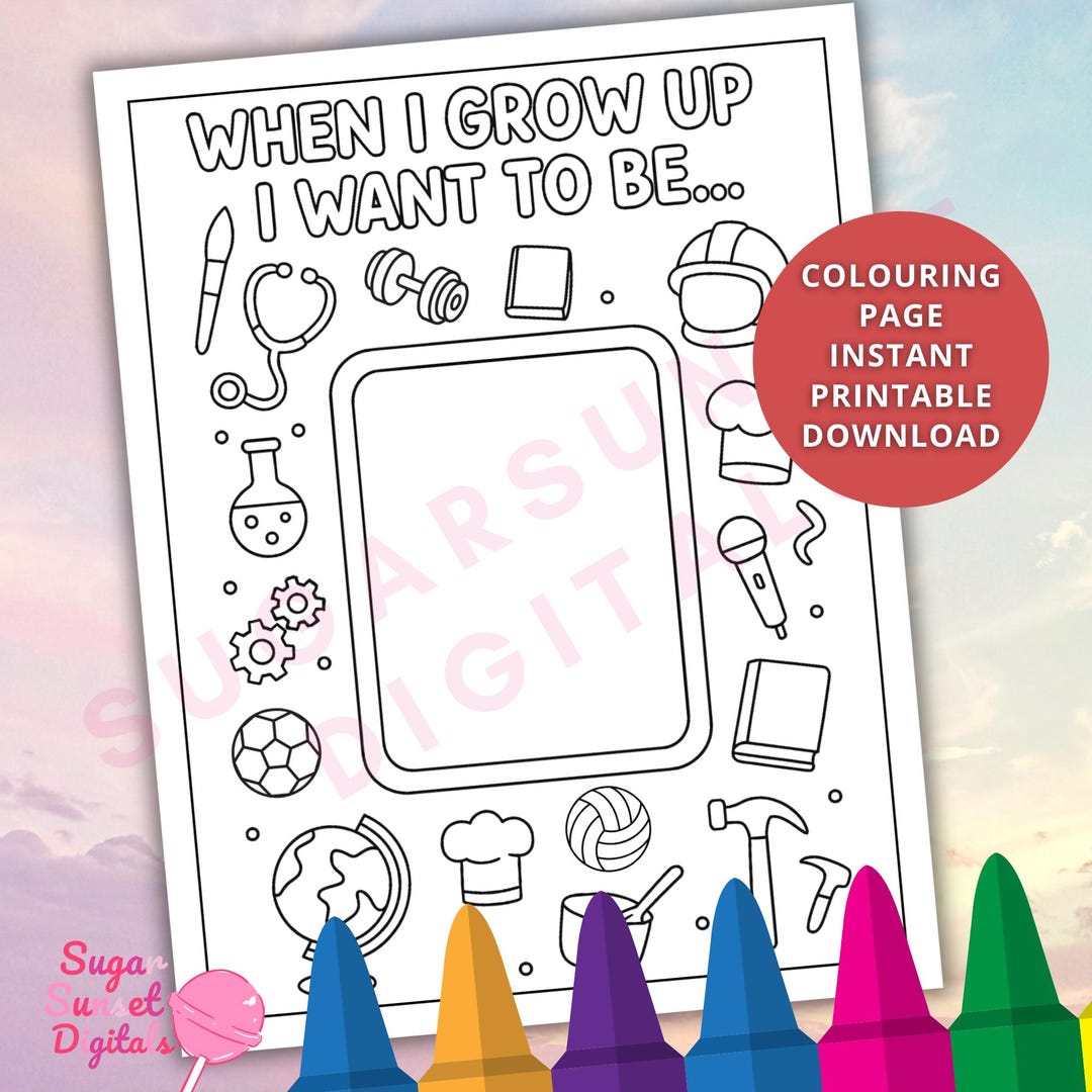 When I Grow up – Coloring Page | Kids Career Worksheet (digital ...