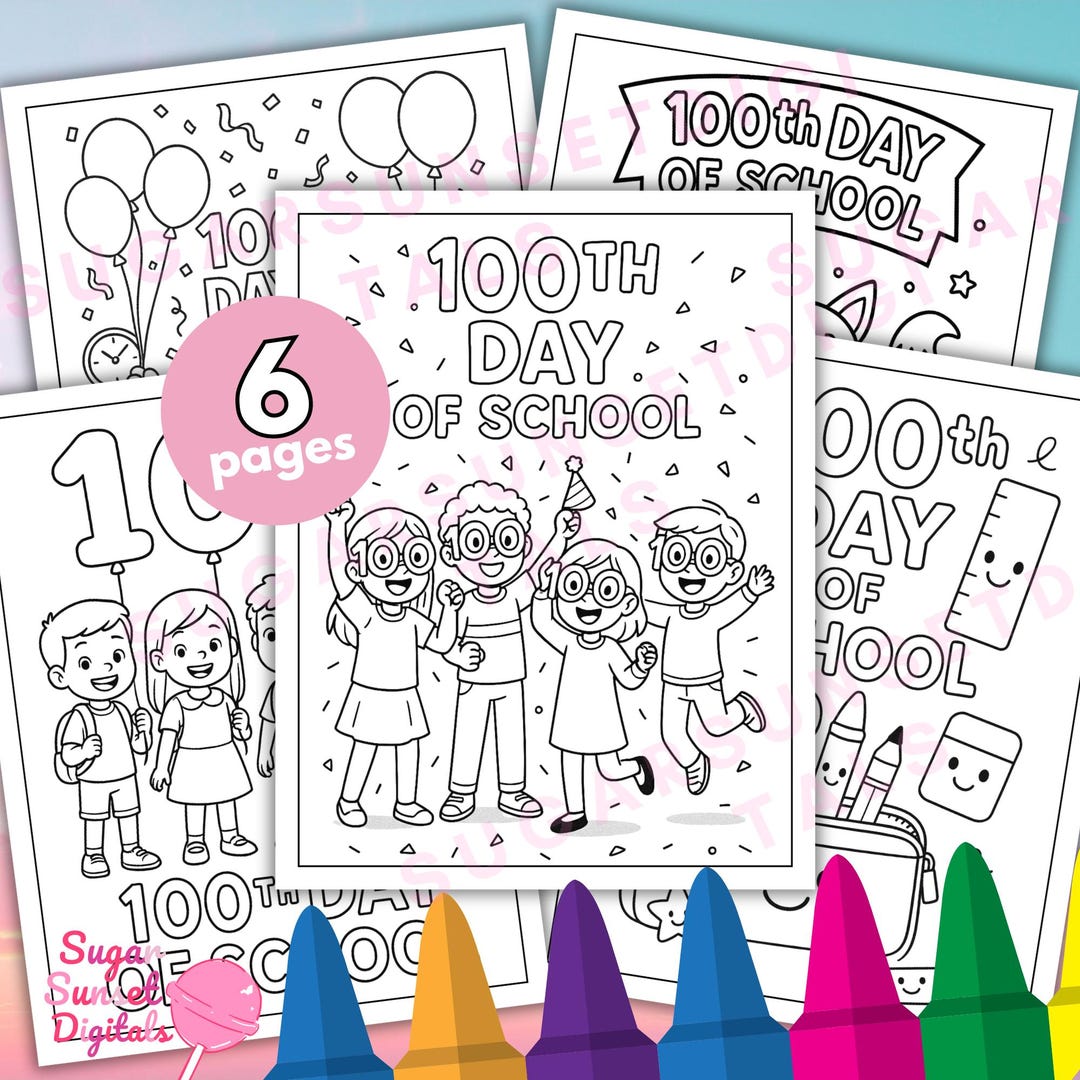 100th Day of School Coloring Pages Printable Classroom Activity for ...