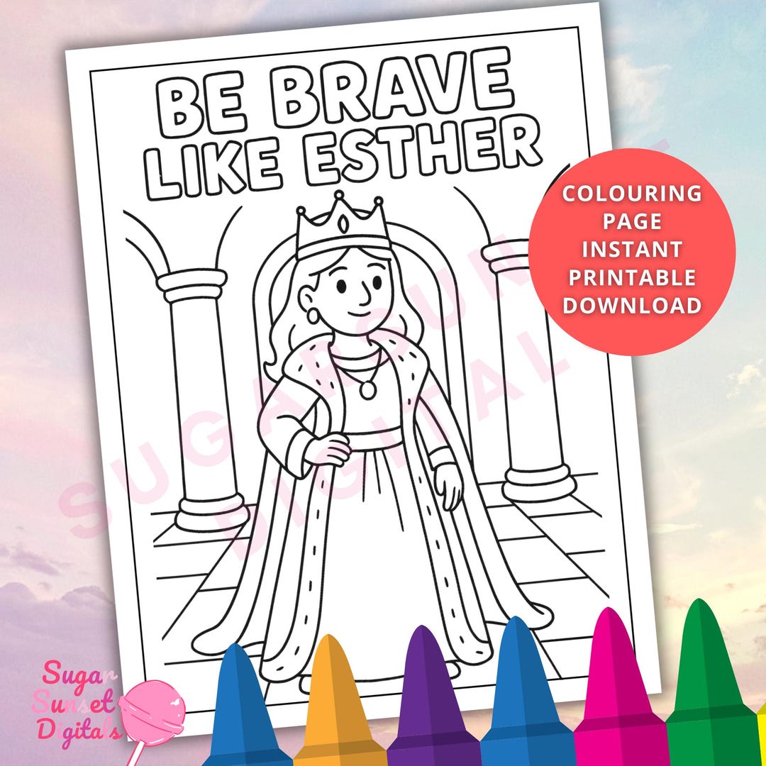 Esther Bible Coloring Page | Queen Esther Story Activity (digital ...