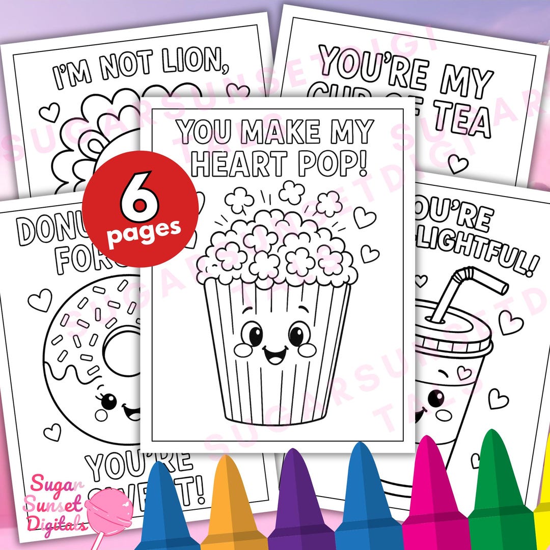 Valentine’s Day Coloring Pages for Kids Cute Love Sayings Fun Printable ...
