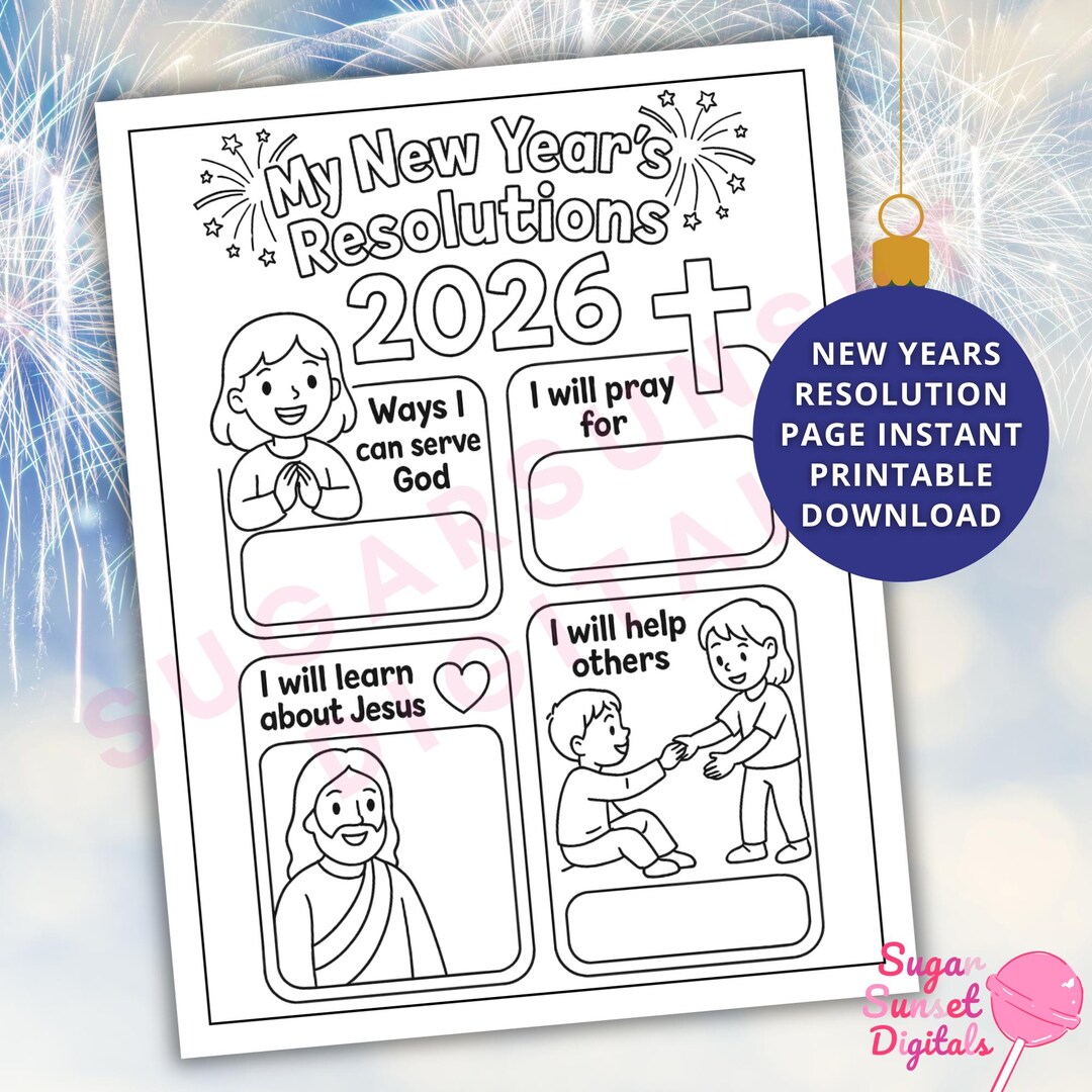 New Year Faith Coloring Page Christian New Year Resolution Printable - Etsy