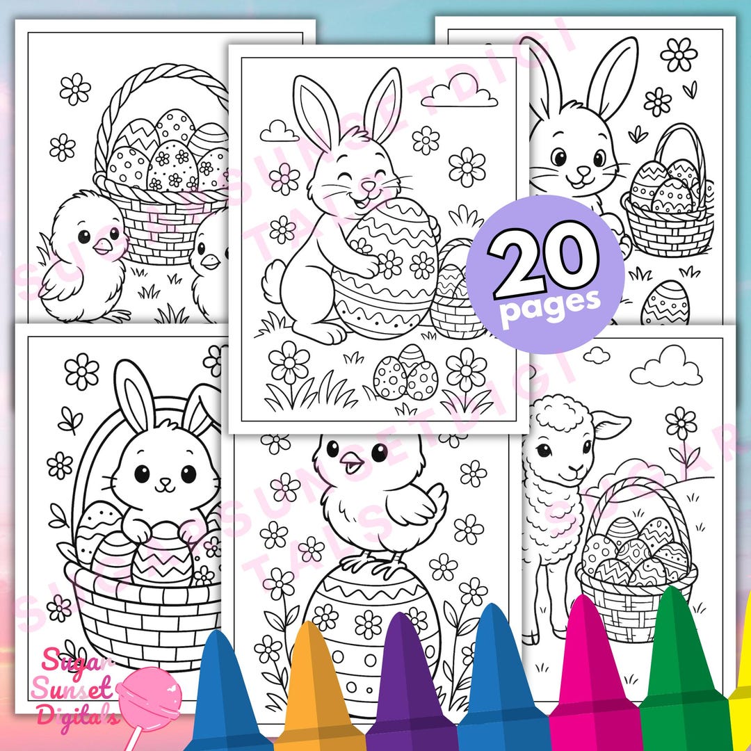 Easter Coloring Pages for Kids | Bunny, Chick, Lamb Activity Sheets (20 ...