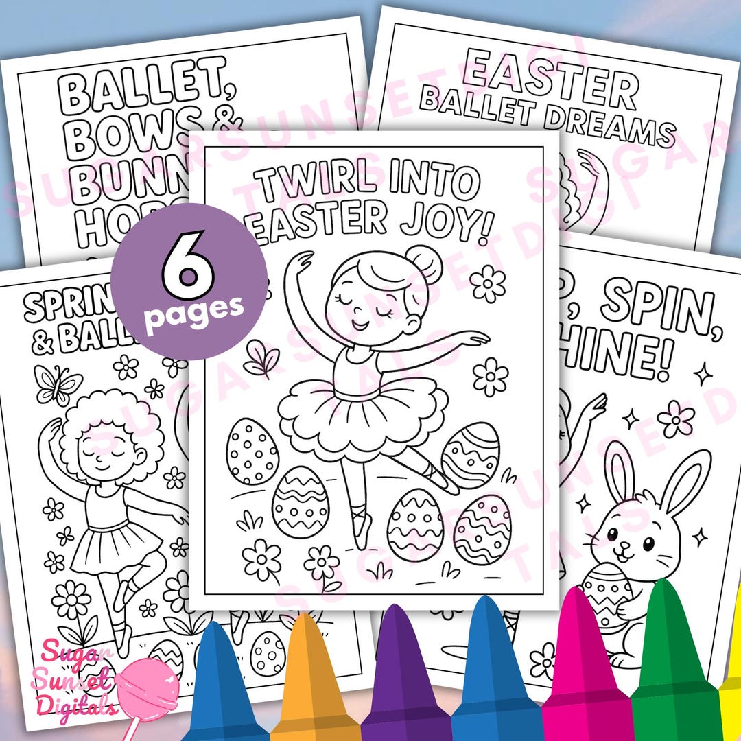 Ballerina Easter Coloring Pages for Kids, Ballet Printable (PDF ...