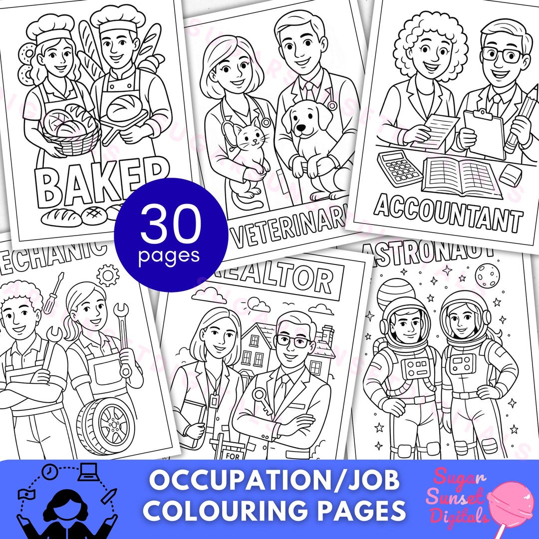 Jobs & Occupations Colouring Pages for Kids Printable Career Activity ...