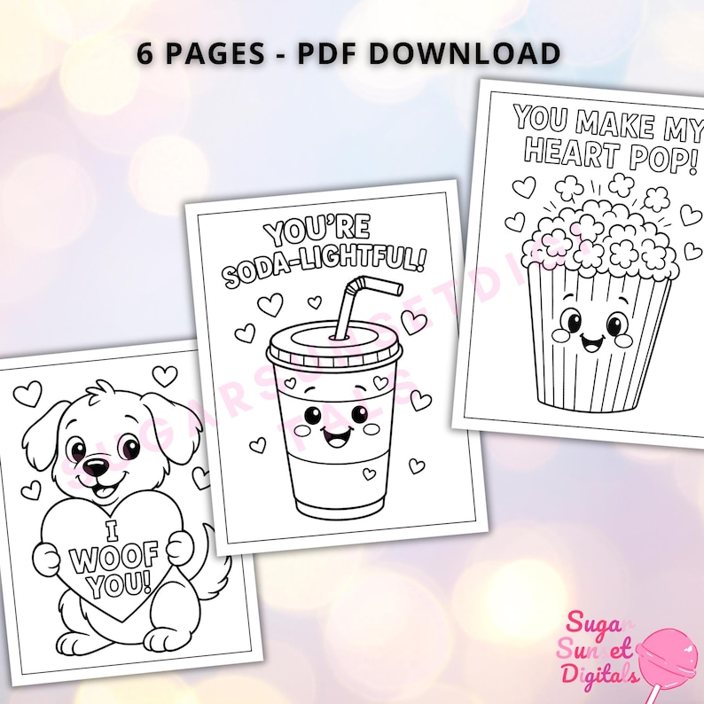 Valentine’s Day Coloring Pages for Kids Cute Love Sayings Fun Printable ...