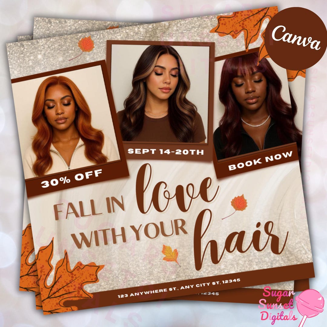 Fall Hair Salon Flyer Template: Autumn Lash & Nail Promo (canva ...