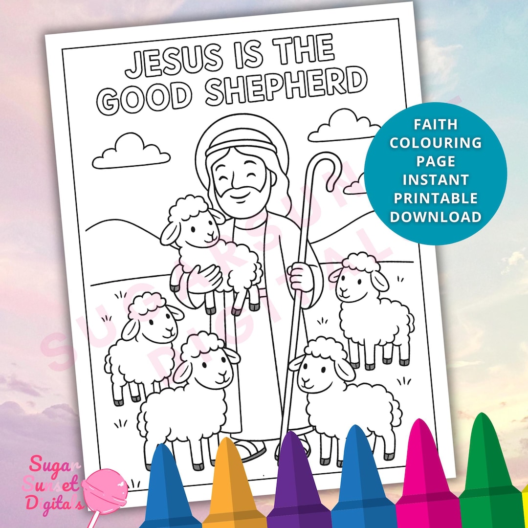 Jesus Good Shepherd Coloring Page | Bible Story Kids Activity (digital ...