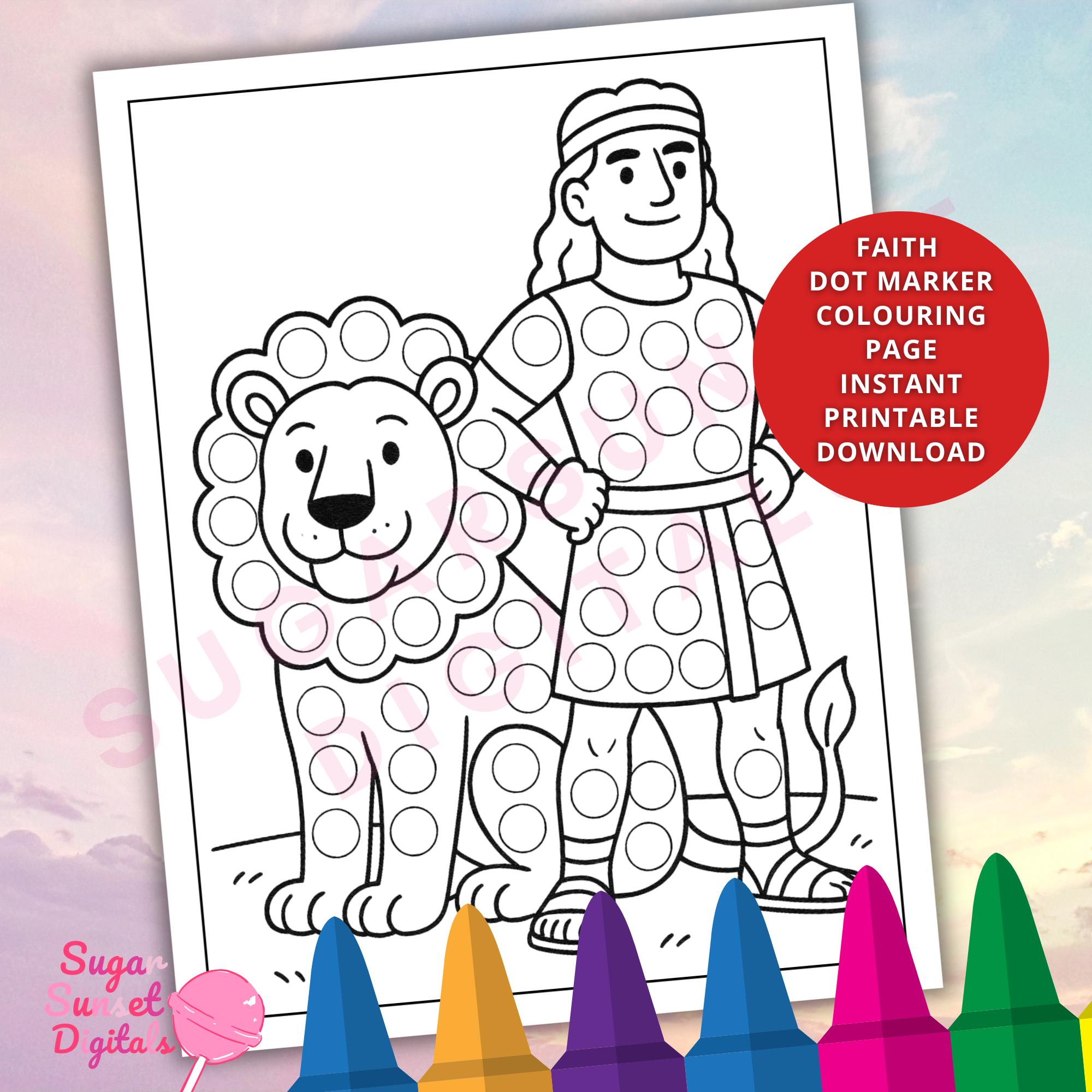 Samson and the Lion Bible Dot Marker Page | Christian Kids Printable ...