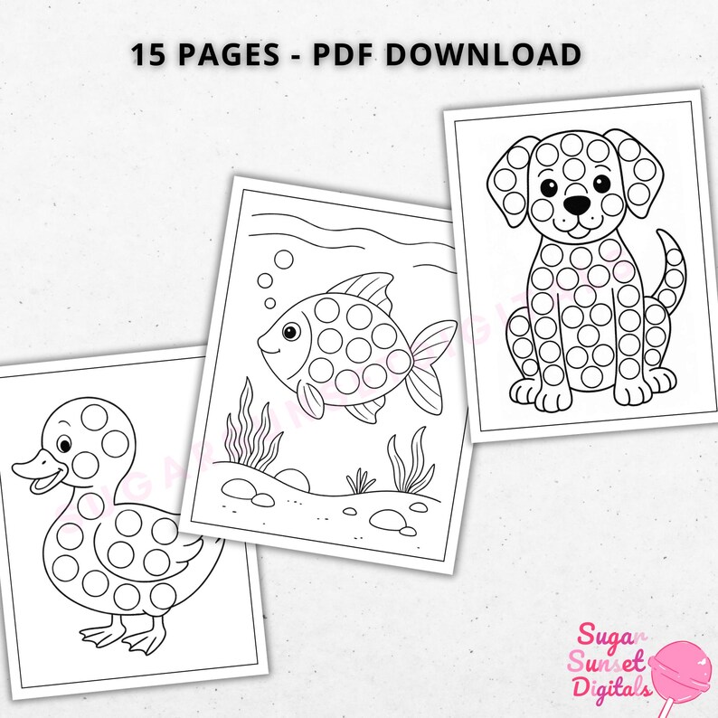 Printable Animal Dot Marker Coloring Pages for Kids and Toddlers Do-a ...