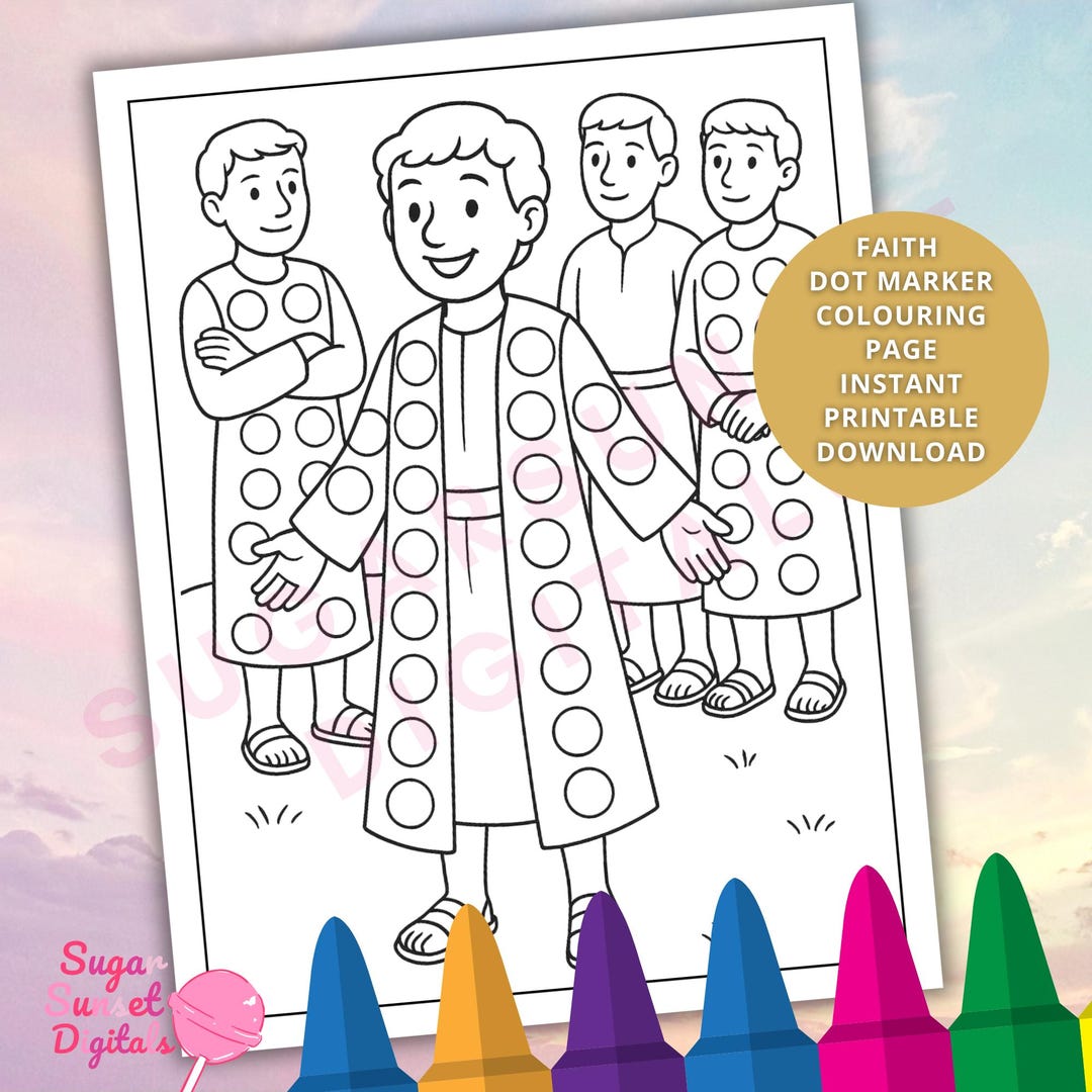 Joseph Colorful Coat Dot Marker Coloring Page | Bible Preschool ...