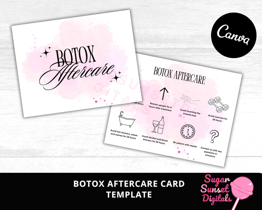 Botox Aftercare Card Editable Printable Injectable Care Instructions ...