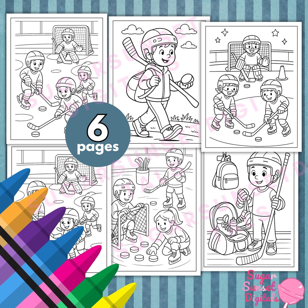 Hockey Coloring Pages Printable Sports Coloring Sheets for Kids Instant ...